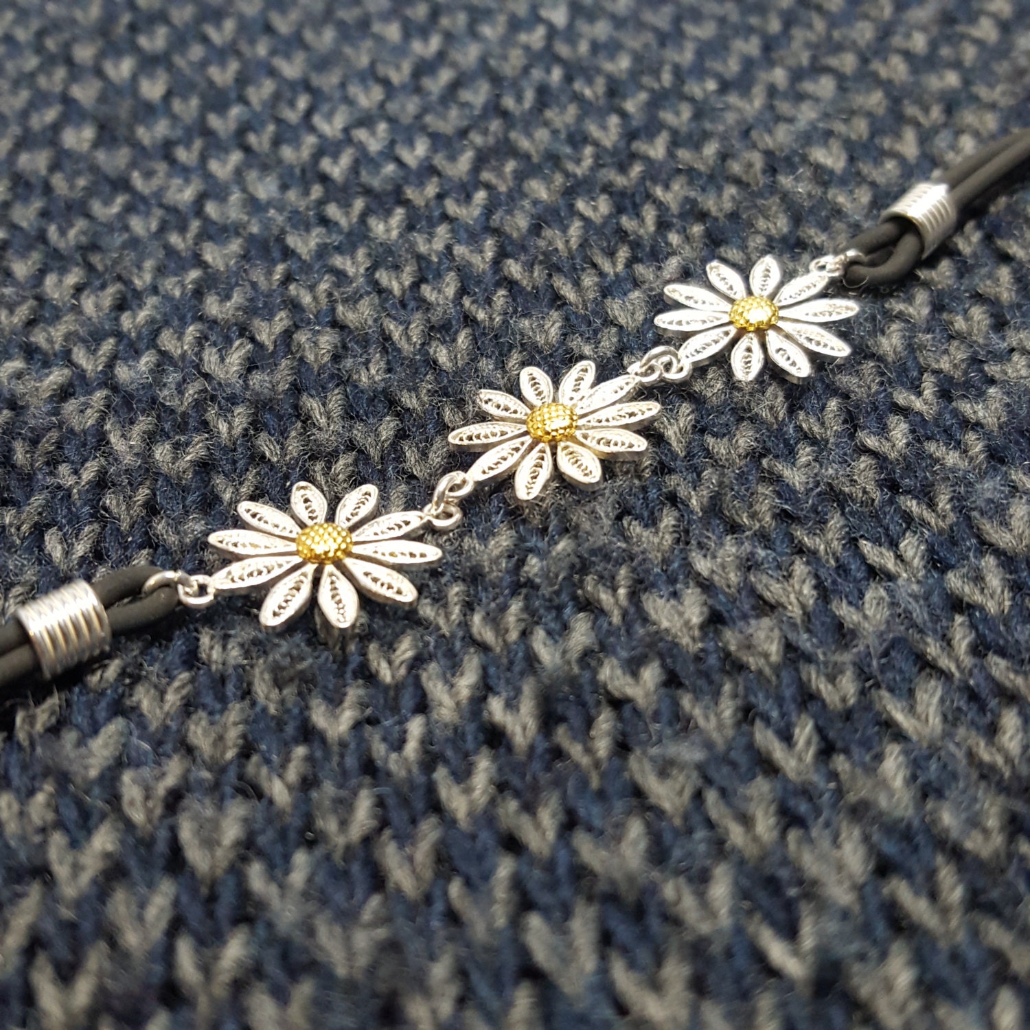 Daisy Silver Filigree Bracelet - Etsy