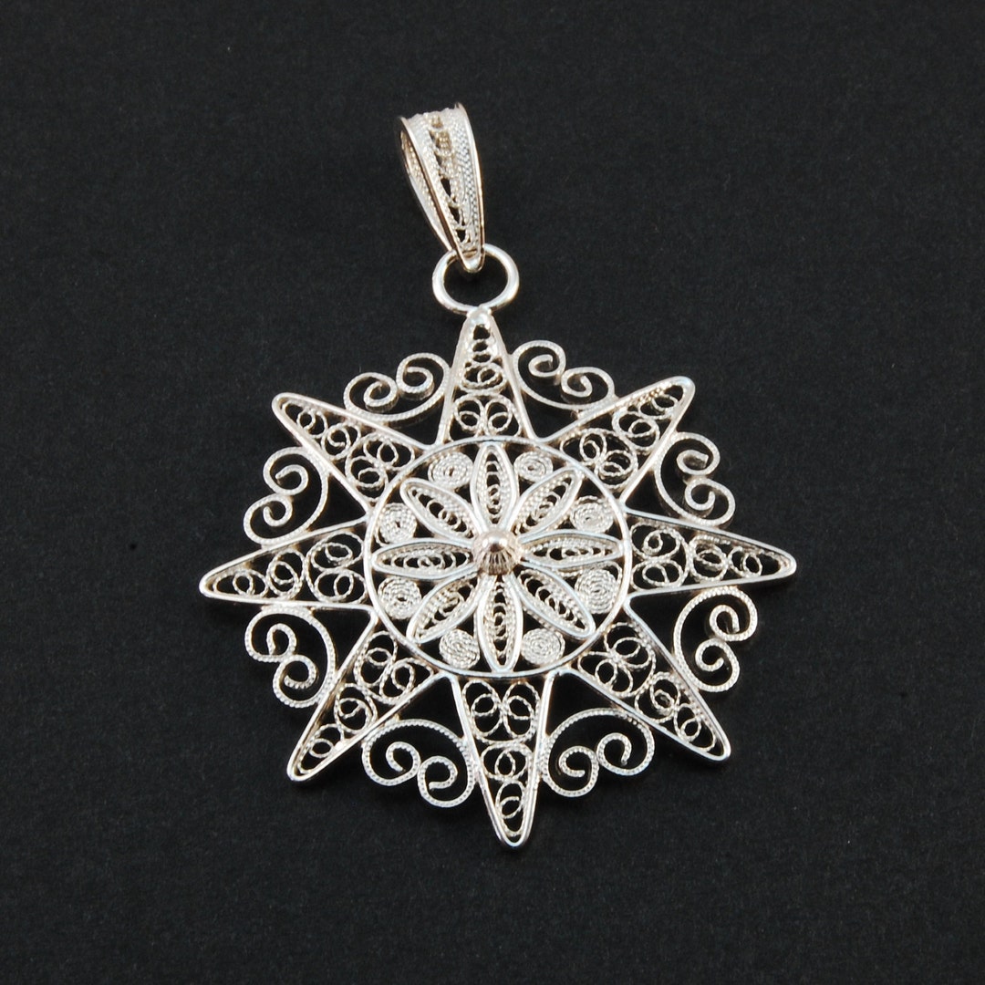 Sun - Silver Filigree Pendant (optional Chain) - Etsy