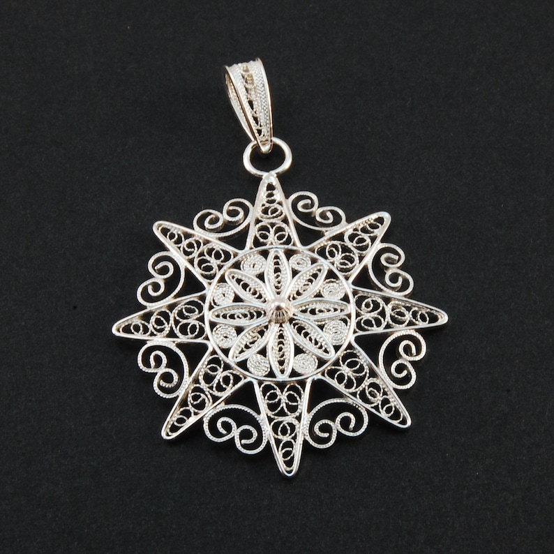 Sun Silver Filigree Pendant optional Chain - Etsy