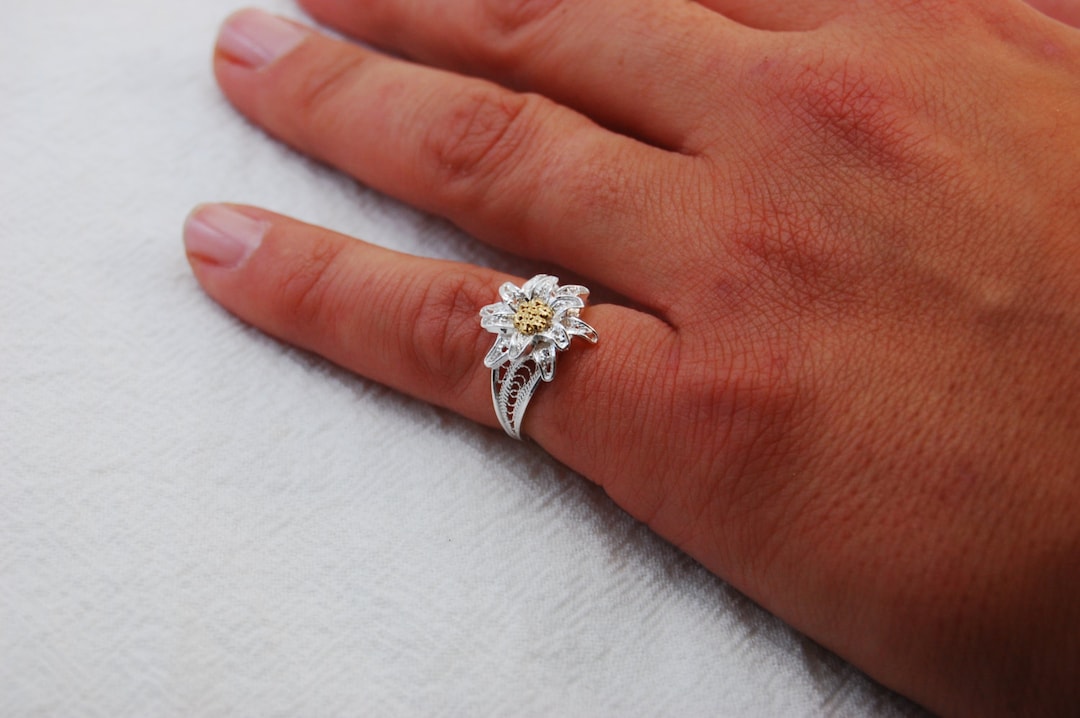 Edelweiss II Silver Filigree Ring - Etsy