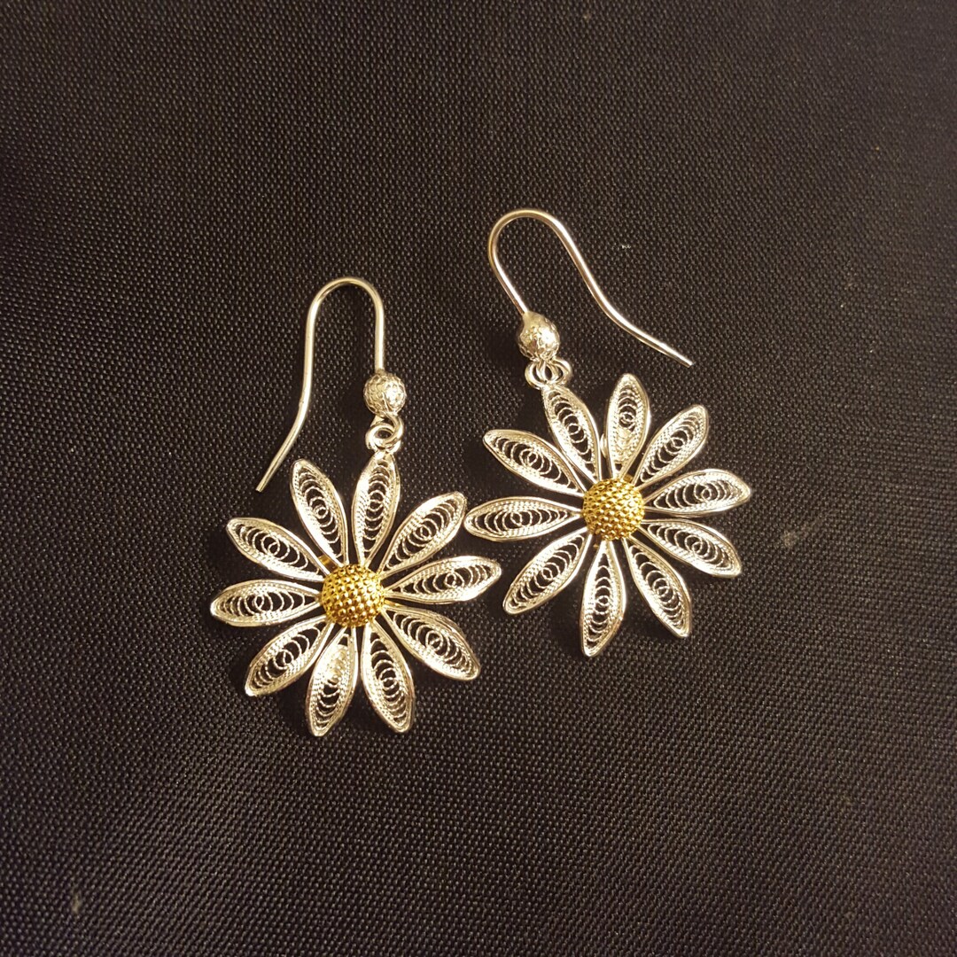 Daisy I - Silver Filigree Earrings - Etsy