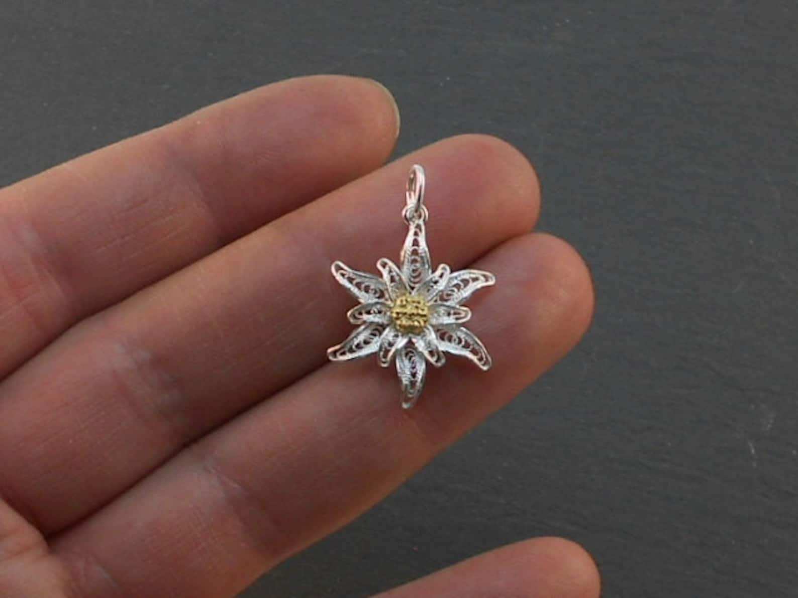 Edelweiss VIII Silver Filigree Pendant optional Chain | Etsy
