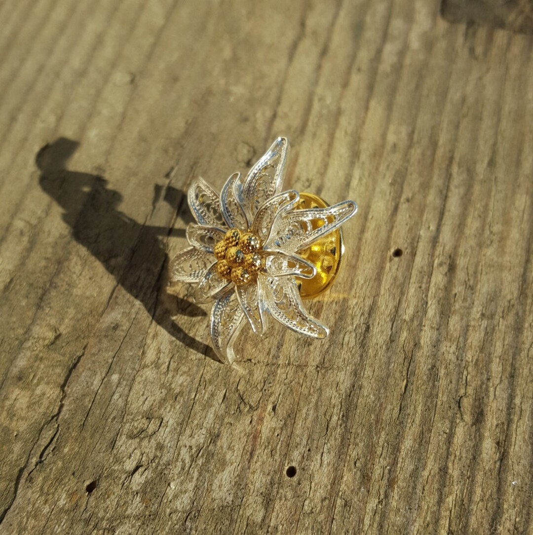 Edelweiss - Silver Filigree Pin - Etsy