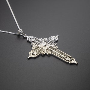 Cross I - Silver Filigree Pendant (optional Chain) - Etsy