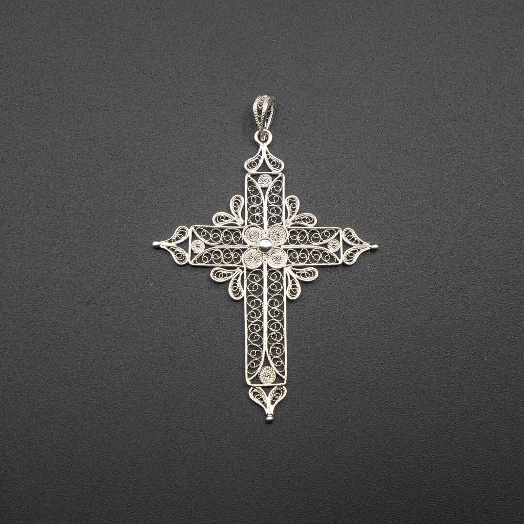 Cross I - Silver Filigree Pendant (optional Chain) - Etsy