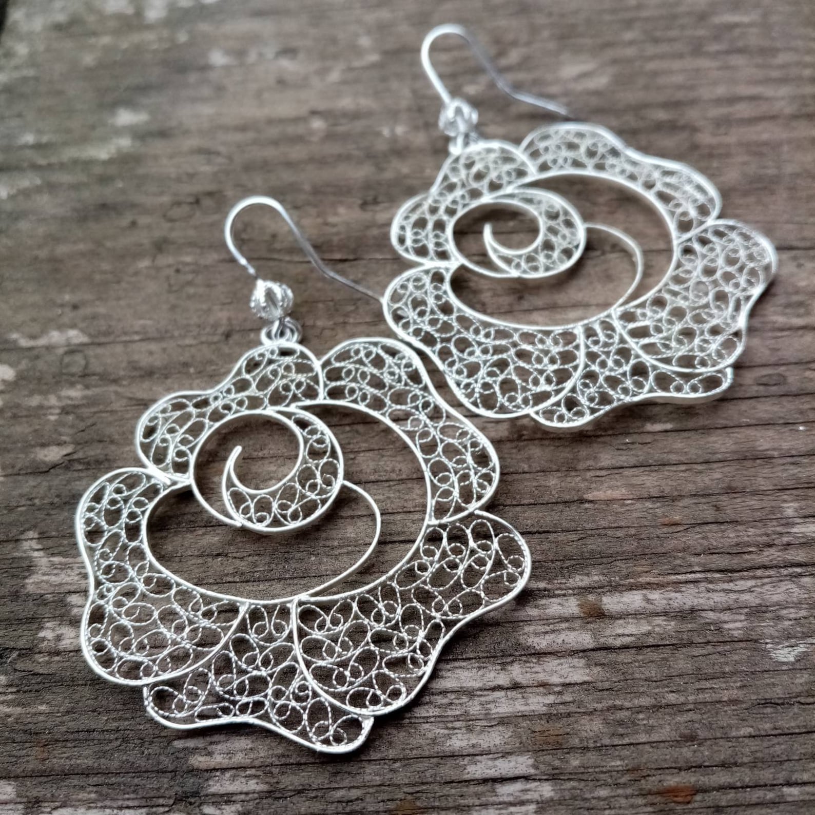 Rose Silver Filigree Earrings - Etsy