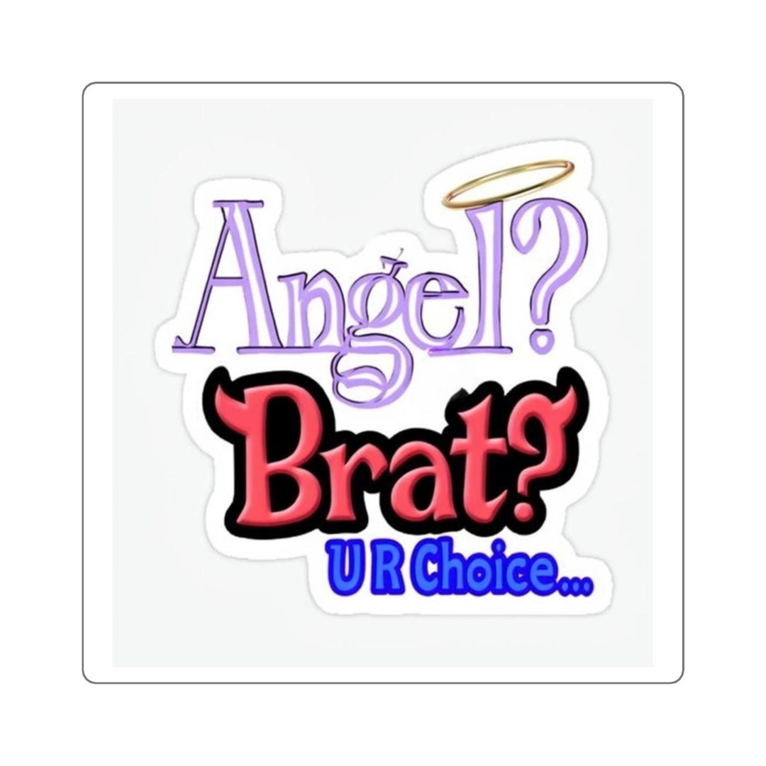 Whimsical Angel or Brat Square Stickers - Fun for Kids, Teens & Pranks ...