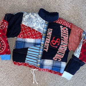 Patchwork Puffer Jacket for College Student Personalizable University ...
