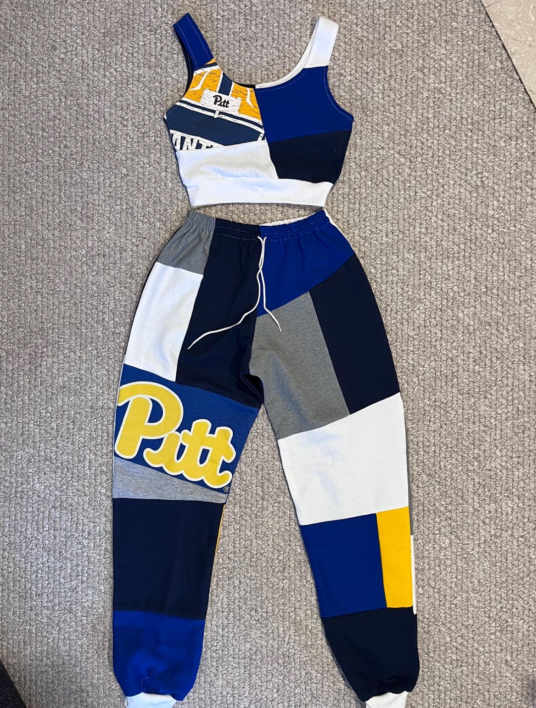 Custom College Patchwork Top and Sweatpants Set for Senior Grad Gift ...