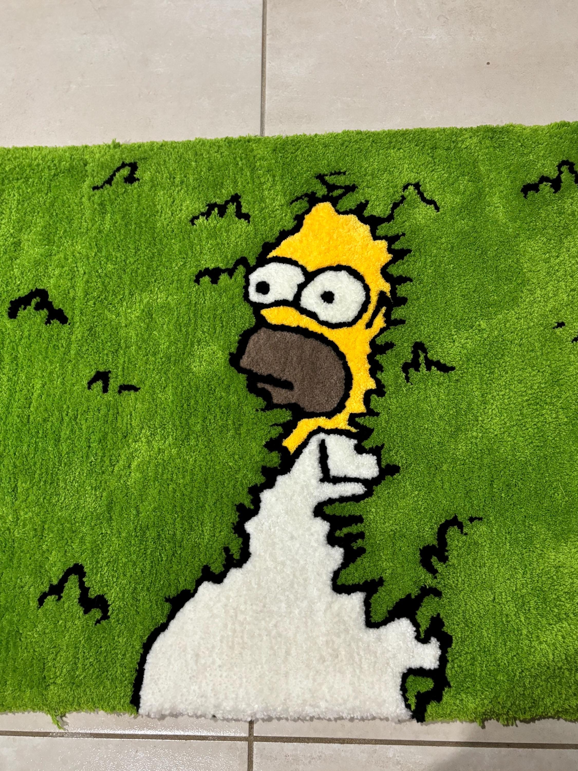 Homer Simpson in Bush Handmade Tufted Rug - Etsy