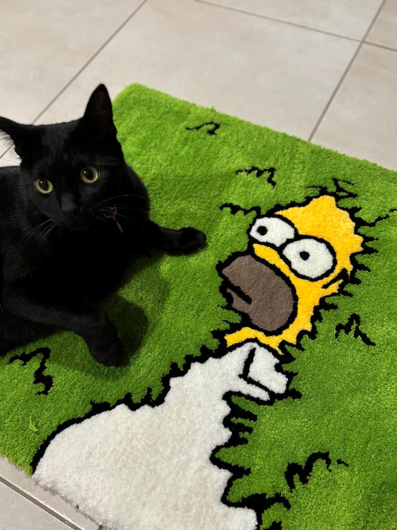 Homer Simpson in Bush Handmade Tufted Rug - Etsy