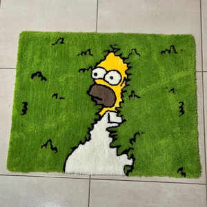 Homer Simpson in Bush Handmade Tufted Rug - Etsy