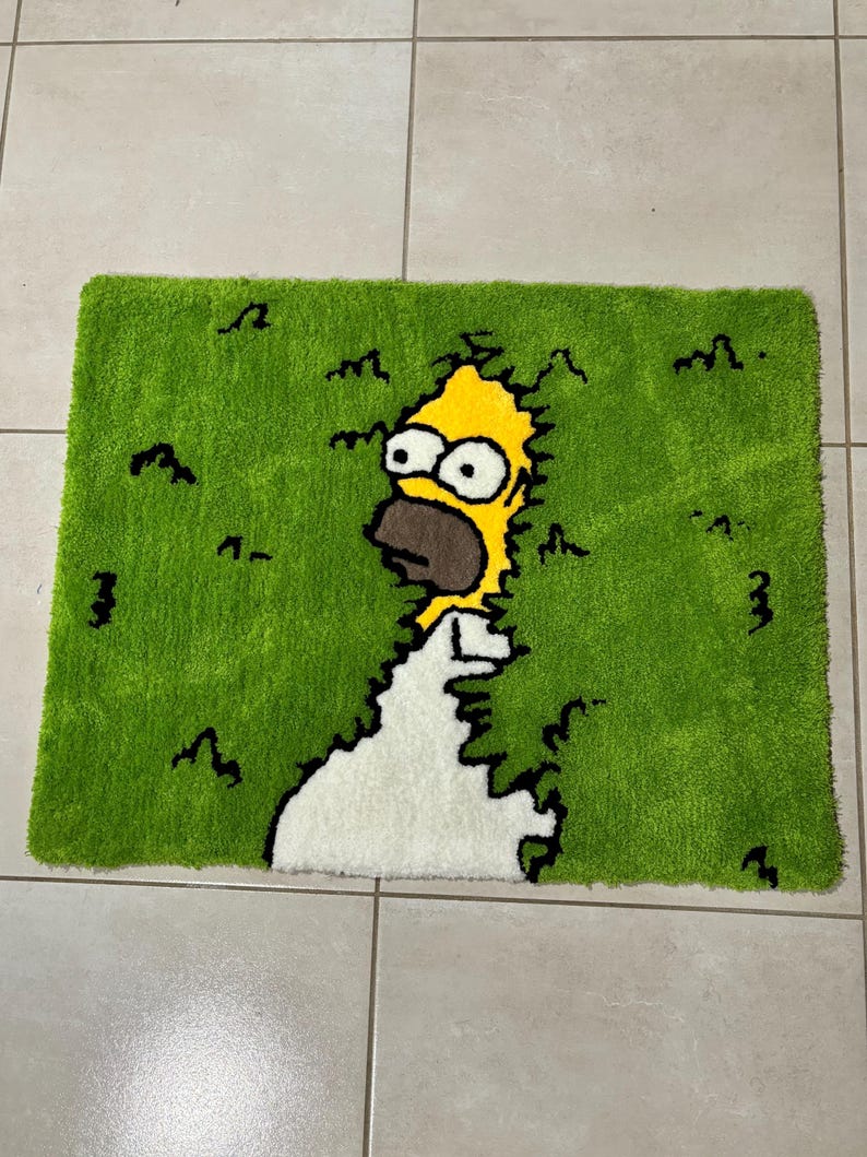 Homer Simpson in Bush Handmade Tufted Rug - Etsy