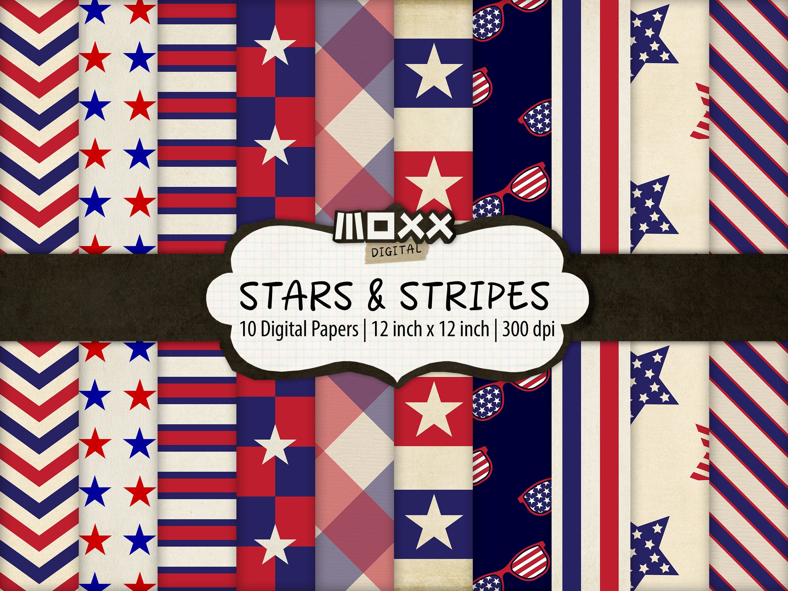 10 Stars and Stripes Printable Paper 4th of July Red White and Blue ...
