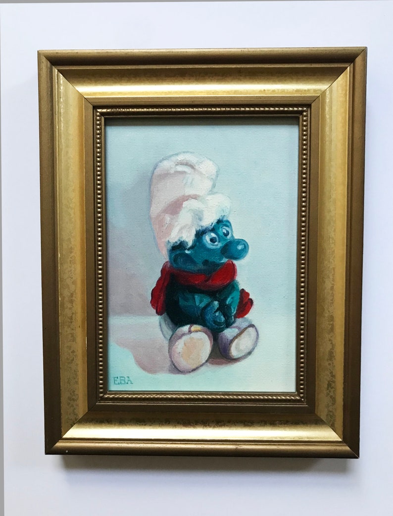 Smurf Doll Oil Painting Still Life Original Realism Toy - Etsy
