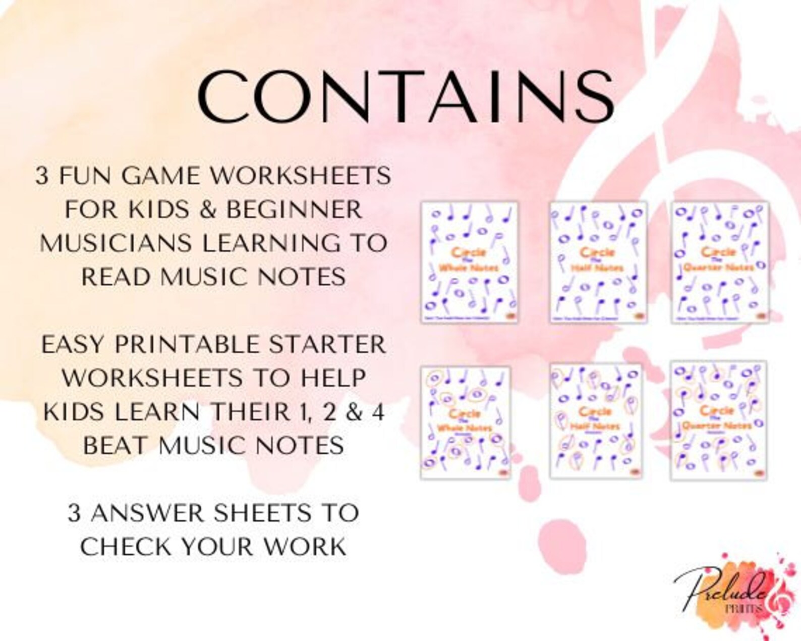 Beginner Whole Half Quarter Note Printable Quiz Worksheets for Kids and ...