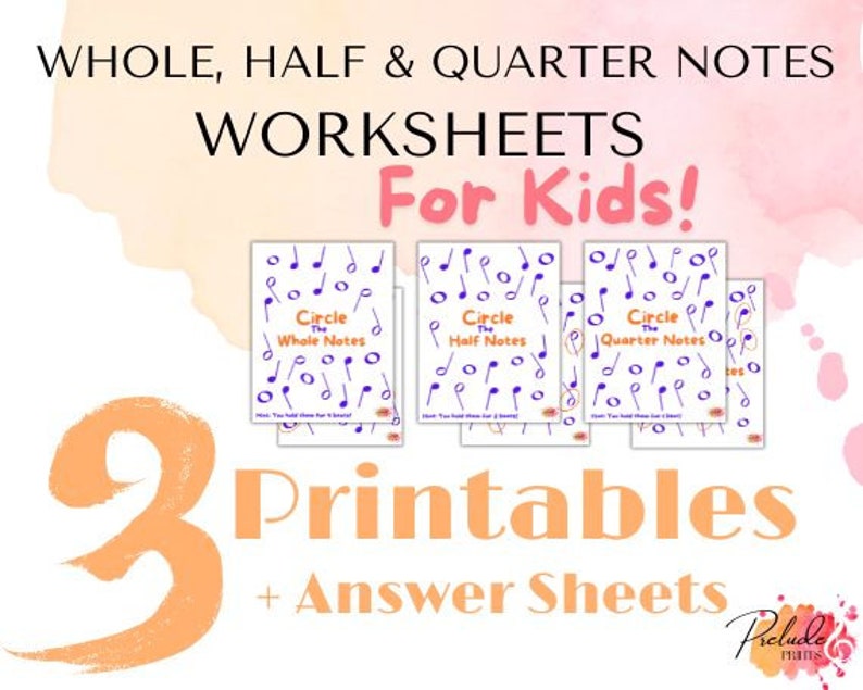 Beginner Whole Half Quarter Note Printable Quiz | Worksheets for Kids ...