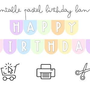 Pastel Birthday Banner, Happy Birthday Banner, Birthday Banner ...