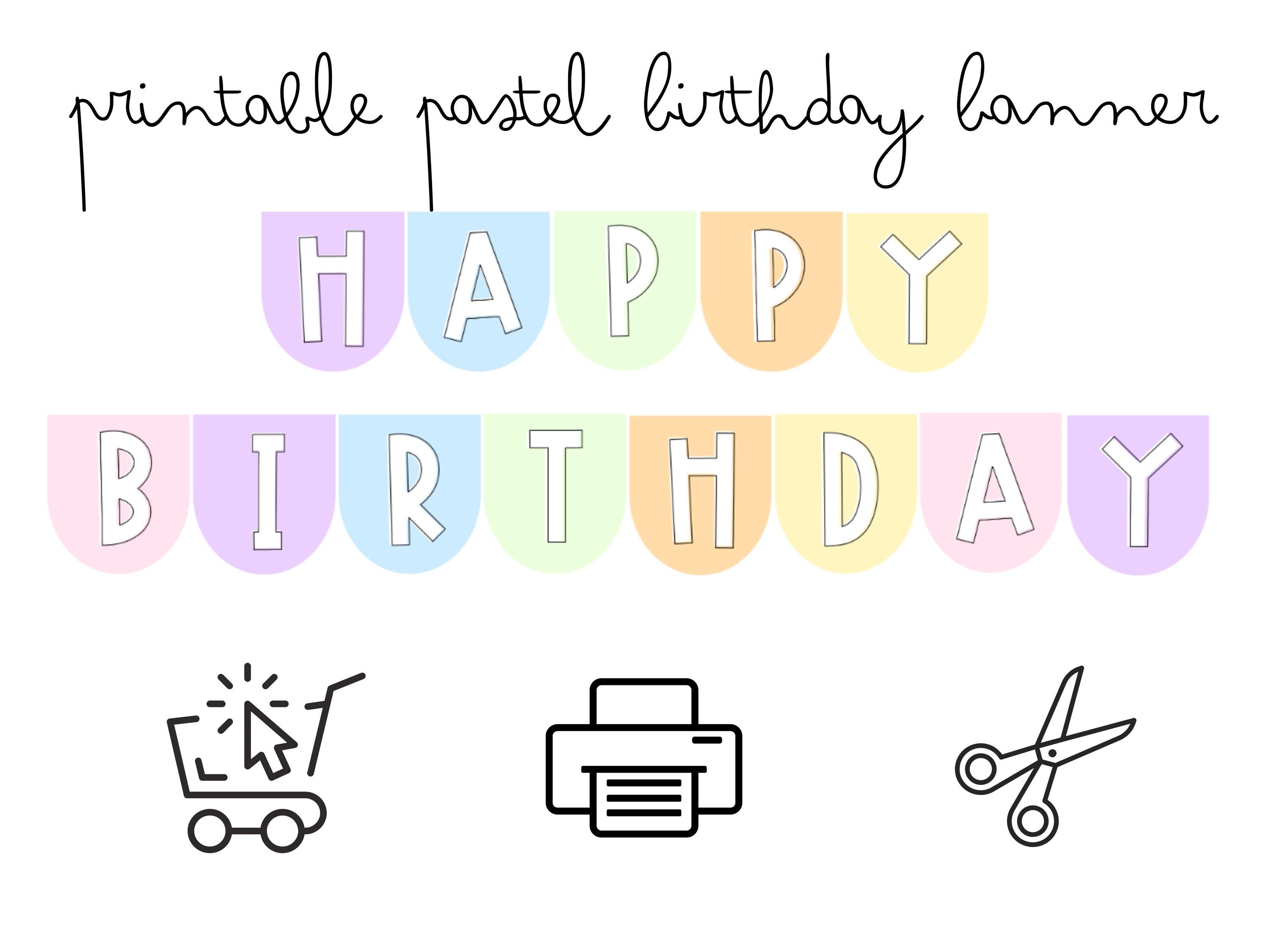 Pastel Happy Birthday Banner: Printable Party Decor (PDF) - Etsy