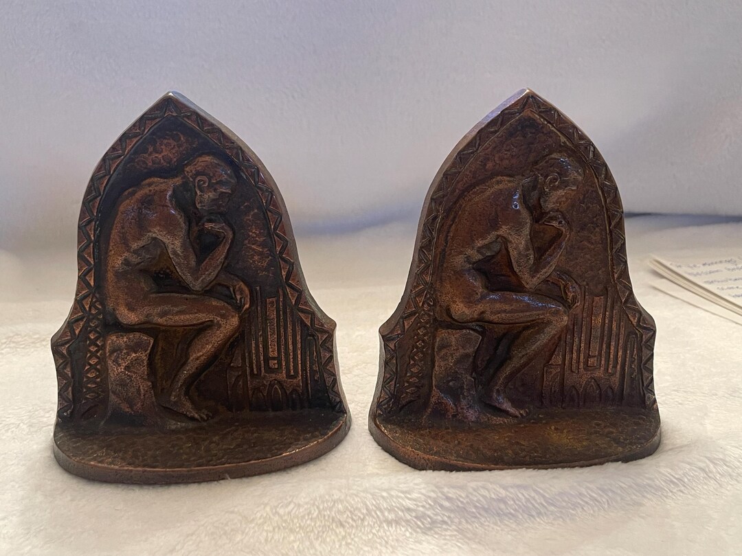 Antique "thinking Man" Copper or Brass Bookends_art Deco_1920s - Etsy