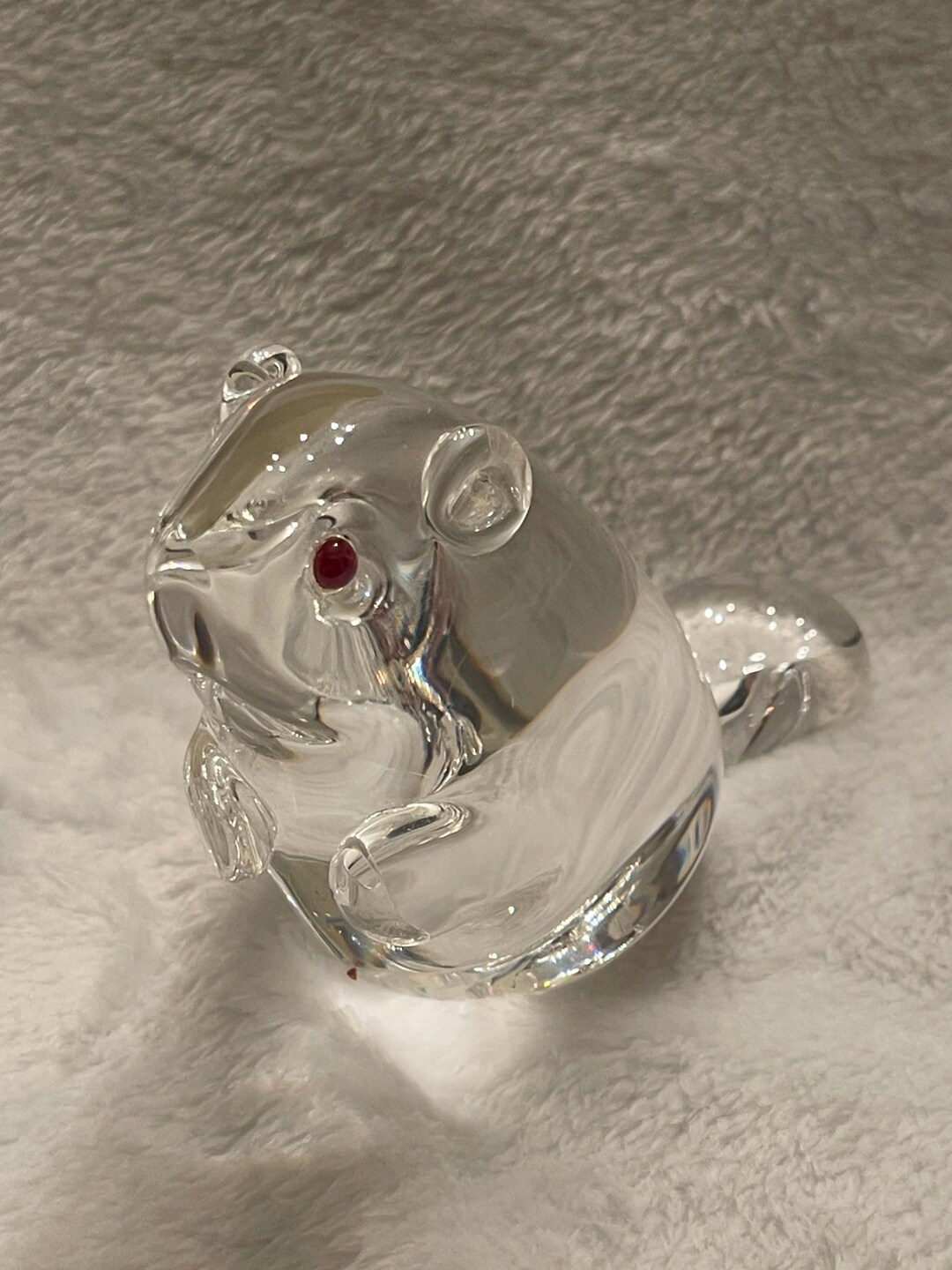 Steuben Crystal Beaver Upright With Garnet Eyes - Etsy