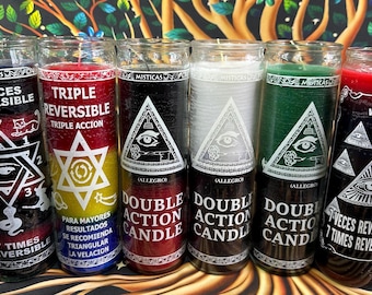 Double—triple—7x Action Reversible Glass Candles | Velas De Vidrio ...