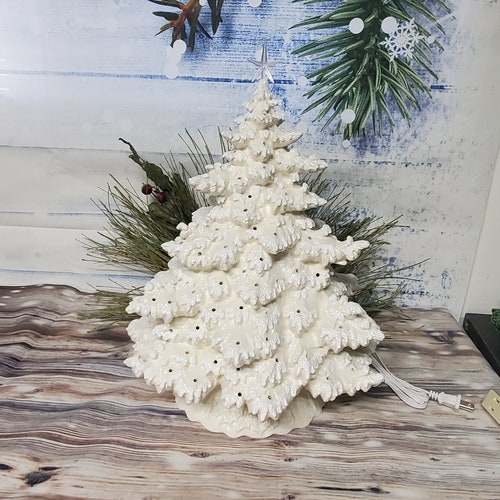 Ceramic Christmas Tree White Small Crystalized - Etsy