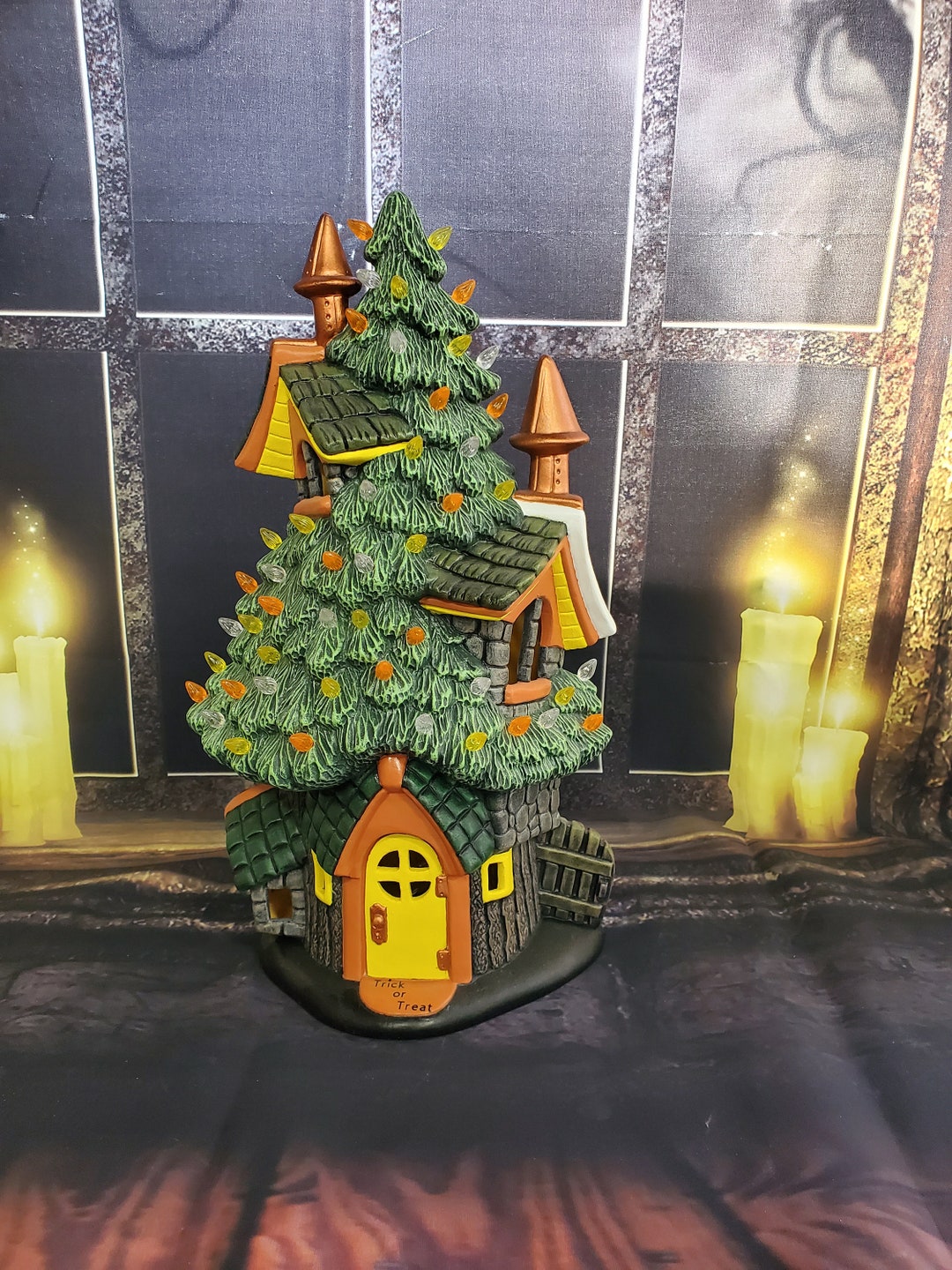 Lighted Ceramic Halloween Tree House - Etsy