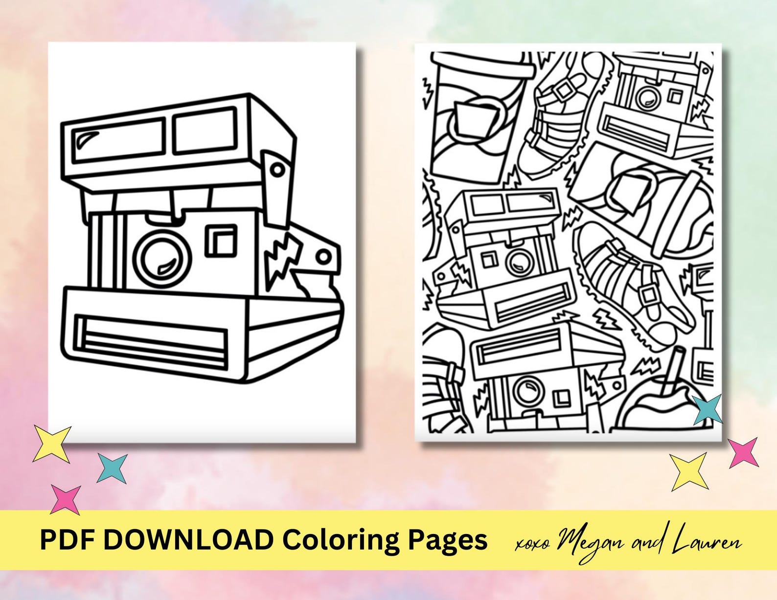 90s Nostalgia Coloring Pages: Bold & Easy Designs (PDF Pattern) - Etsy