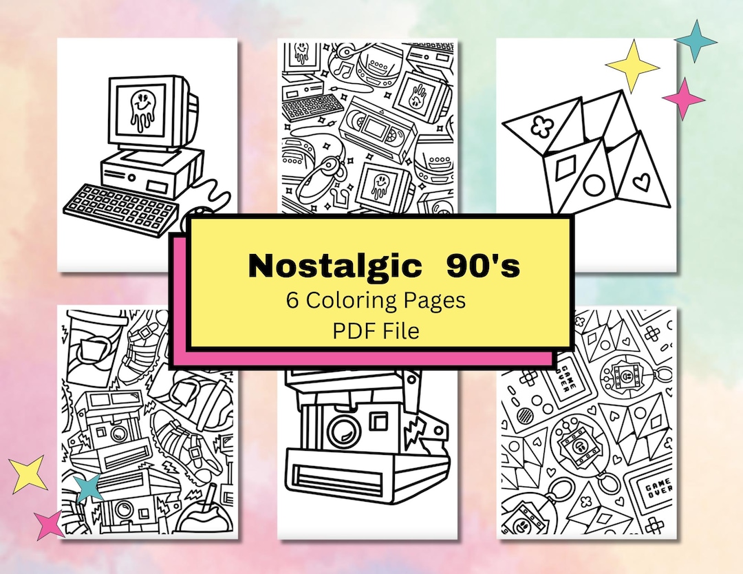 Nostalgic 90's Coloring Pages for Adults and Kids: Printable, Bold and ...
