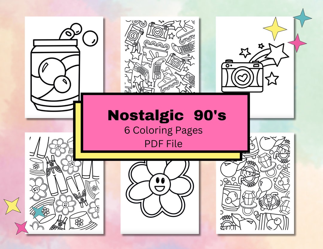 Nostalgic 90's Coloring Pages for Adults and Kids: Printable, Bold and ...