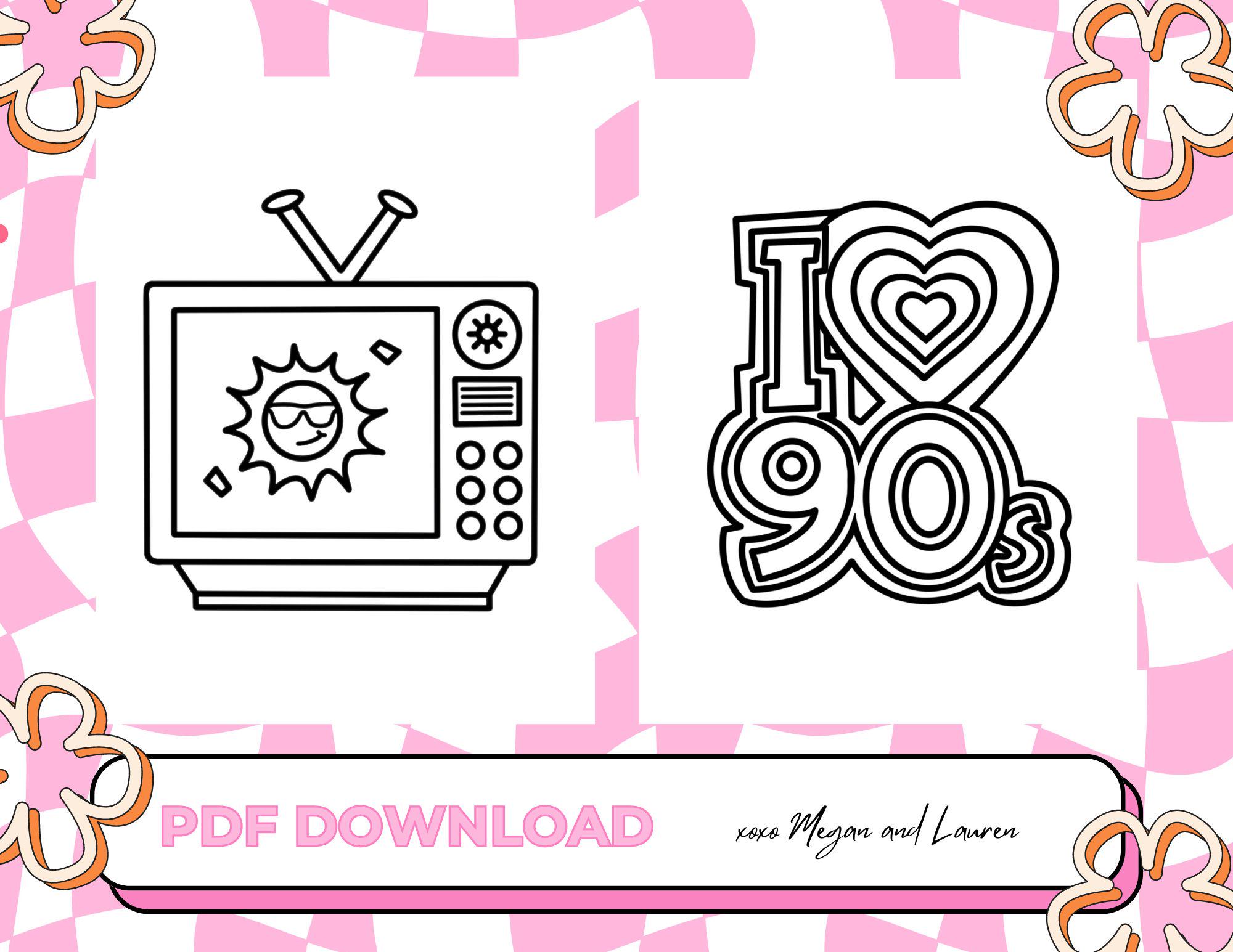 43 Coloring Pages 90's Nostalgia for Adults and Kids: Printable, Bold ...