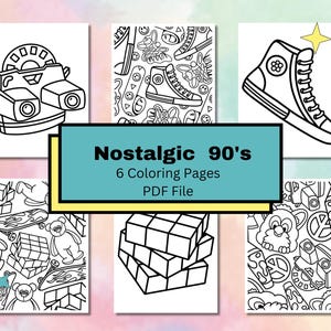 Nostalgic 90's Coloring Pages for Adults and Kids: Printable, Bold and ...