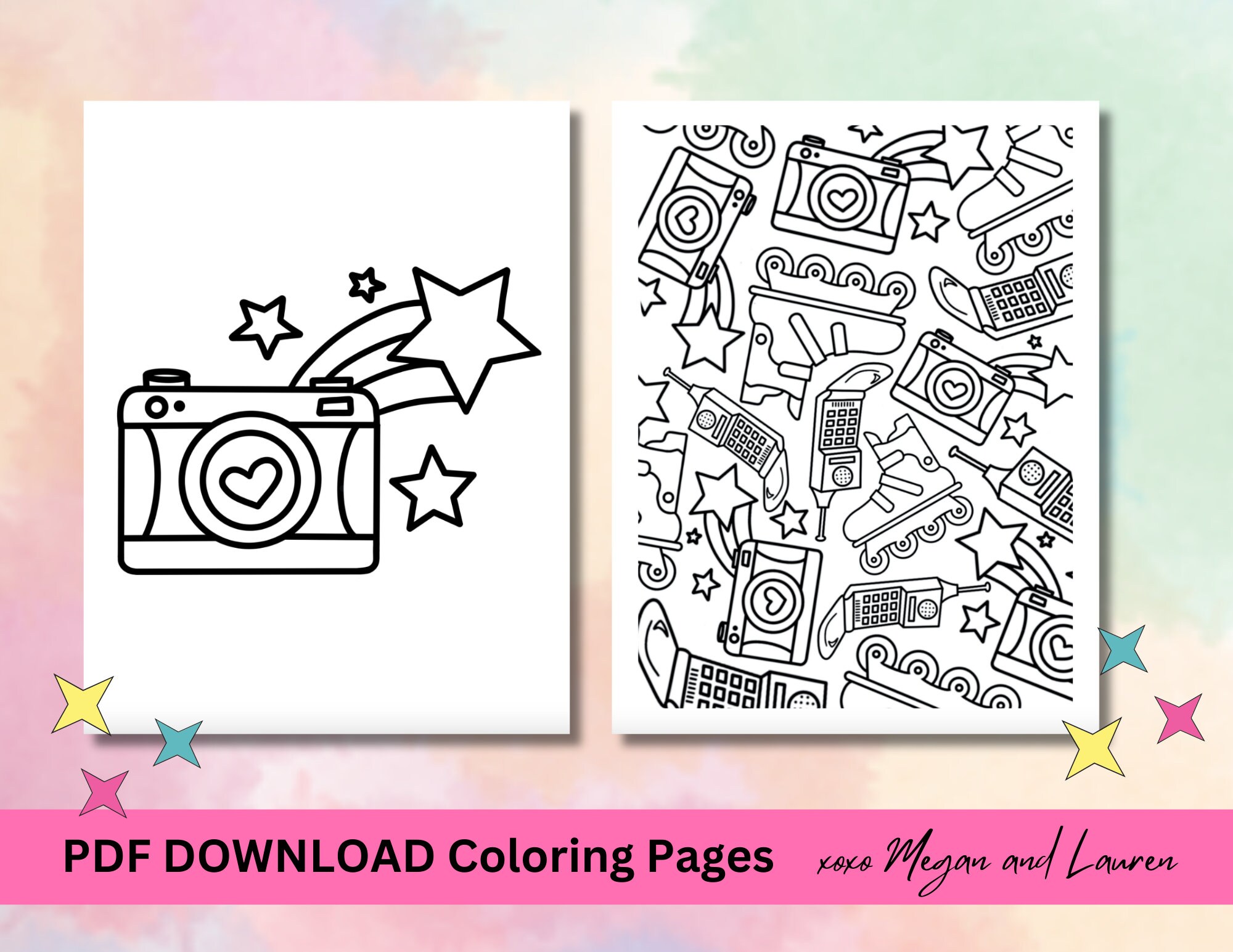 Nostalgic 90's Coloring Pages for Adults and Kids: Printable, Bold and ...