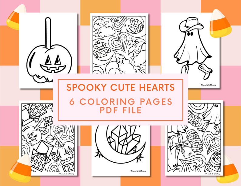 Spooky Cute Halloween Coloring Pages | Set of 6 (instant Download PDF ...