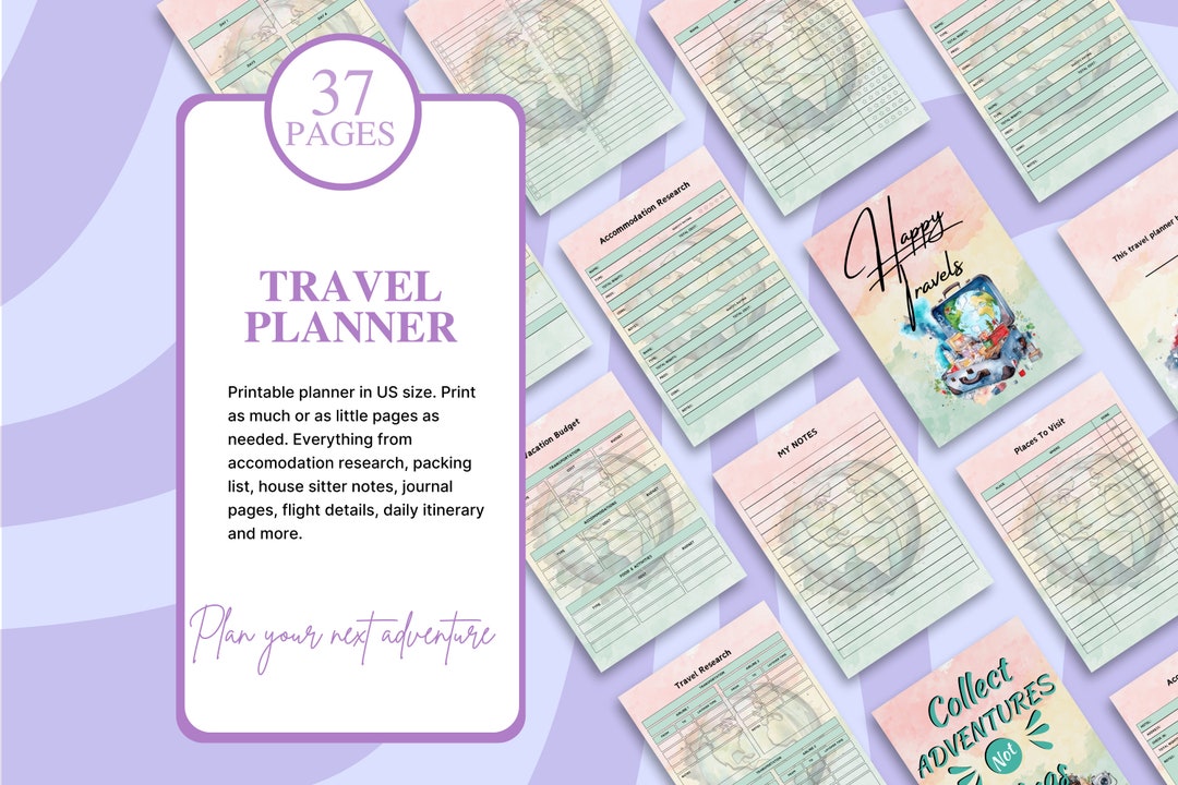 Travel Planner Travel Journal Printable Planner Check Lists Vacation ...