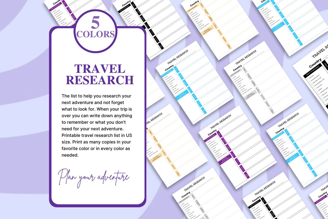 Printable Travel Research List, Research List, Travel Notes, Vacation ...