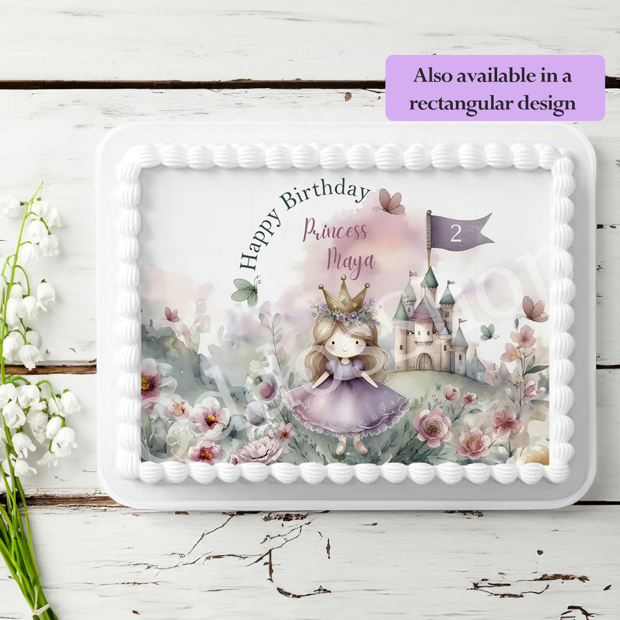 Princess Edible Cake Topper, Digital File, Personalized Birthday Cake ...