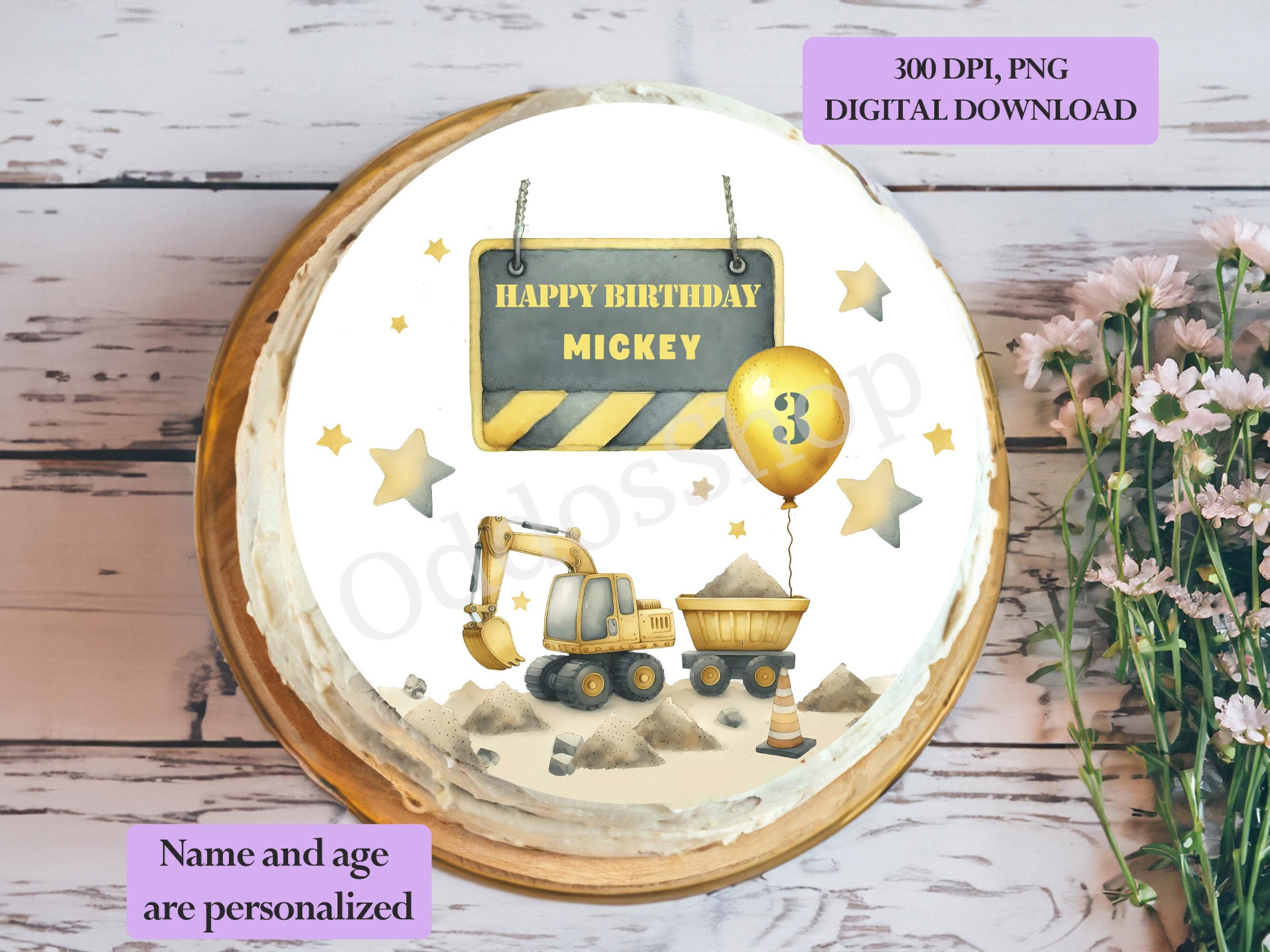 Construction Theme Edible Cake Topper - Digital Print File ...