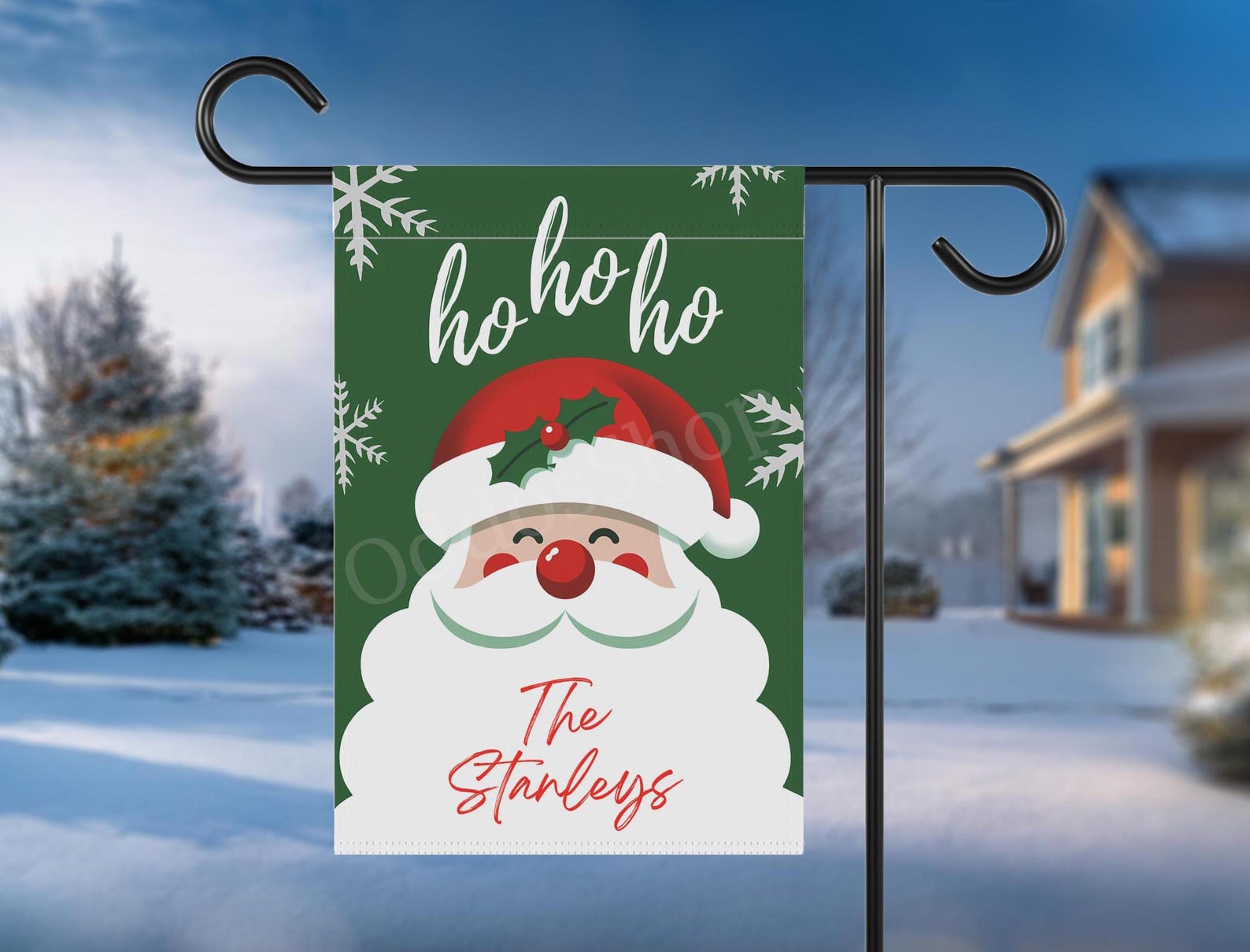 Personalized Last Name Christmas Garden Flag, Holiday Outdoor Decor ...