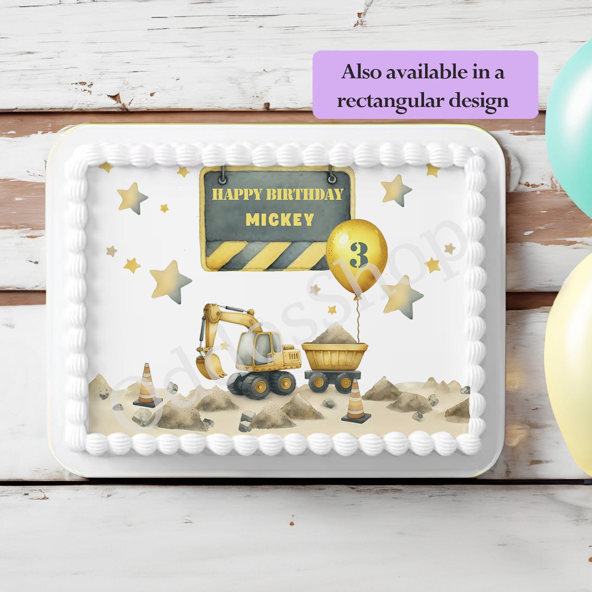 Construction Theme Edible Cake Topper - Digital Print File ...