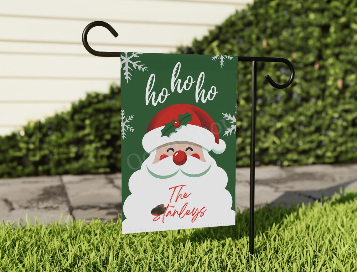 Personalized Last Name Christmas Garden Flag, Holiday Outdoor Decor ...