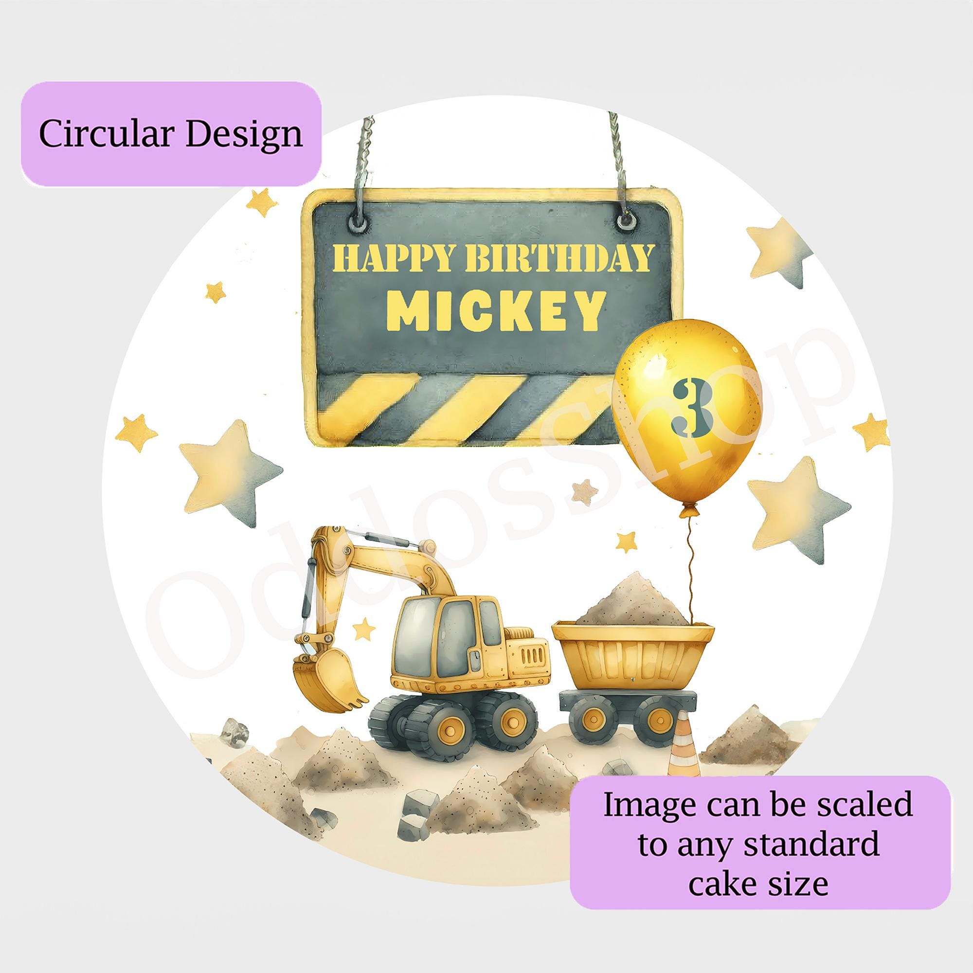 Construction Theme Edible Cake Topper - Digital Print File ...