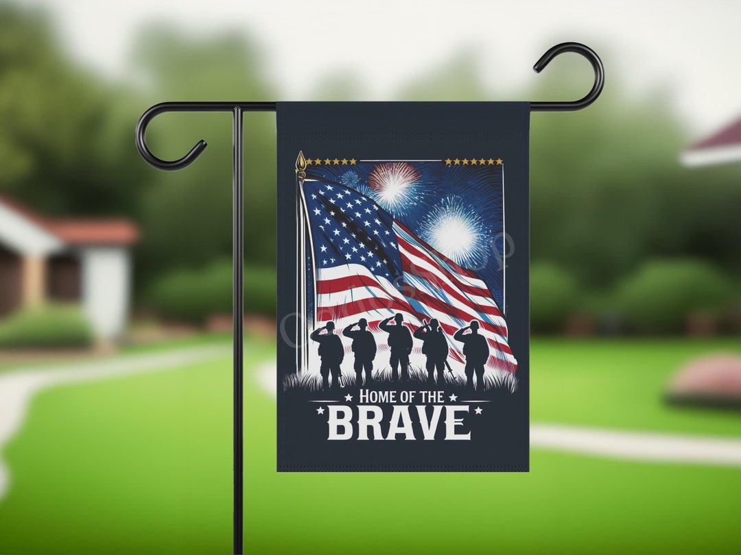 Patriotic Home of the Brave Garden Flag, Front Yard Veteran Tribute ...