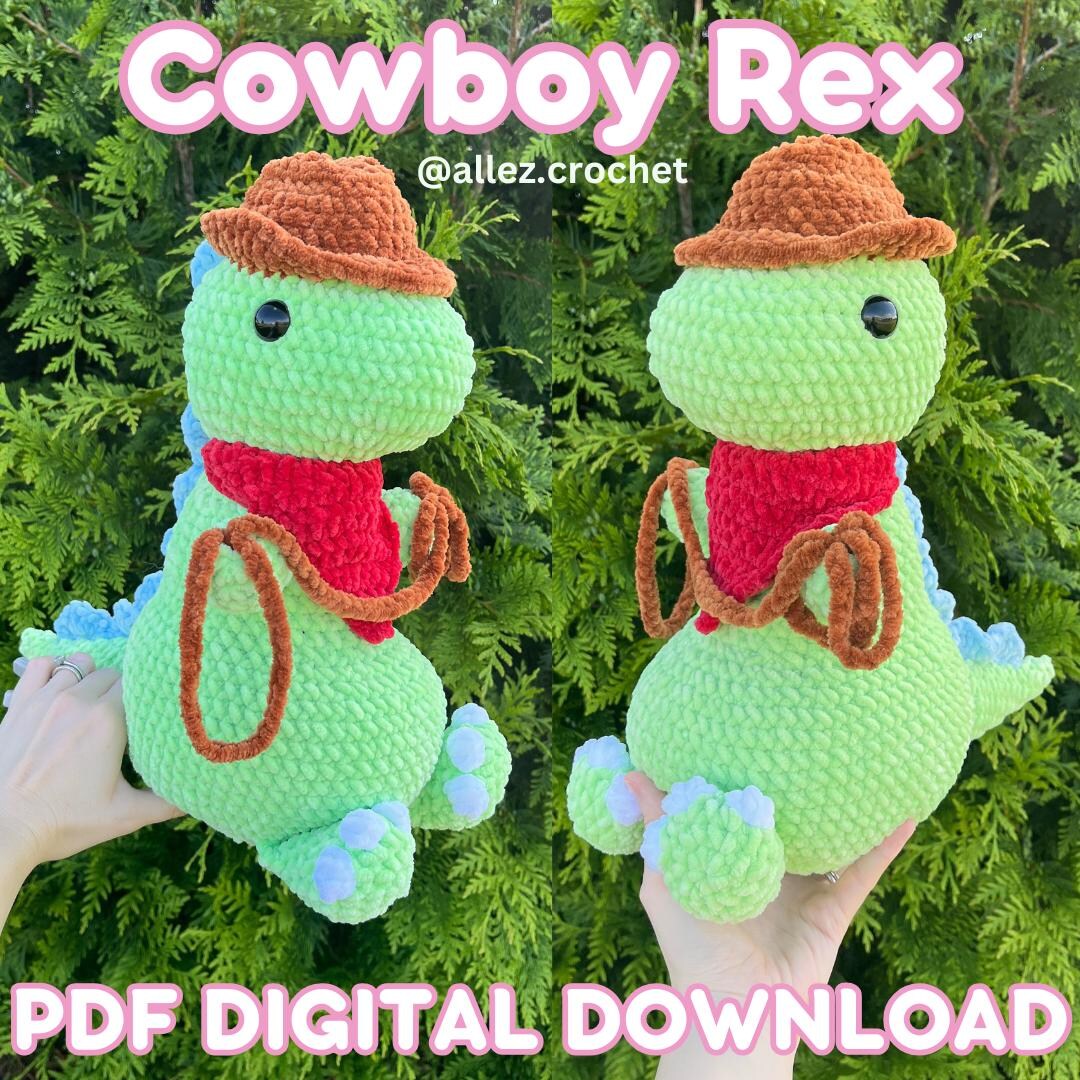 Cowboy Rex Pattern PDF Digital Download Amigurumi Stuffed Animal ...