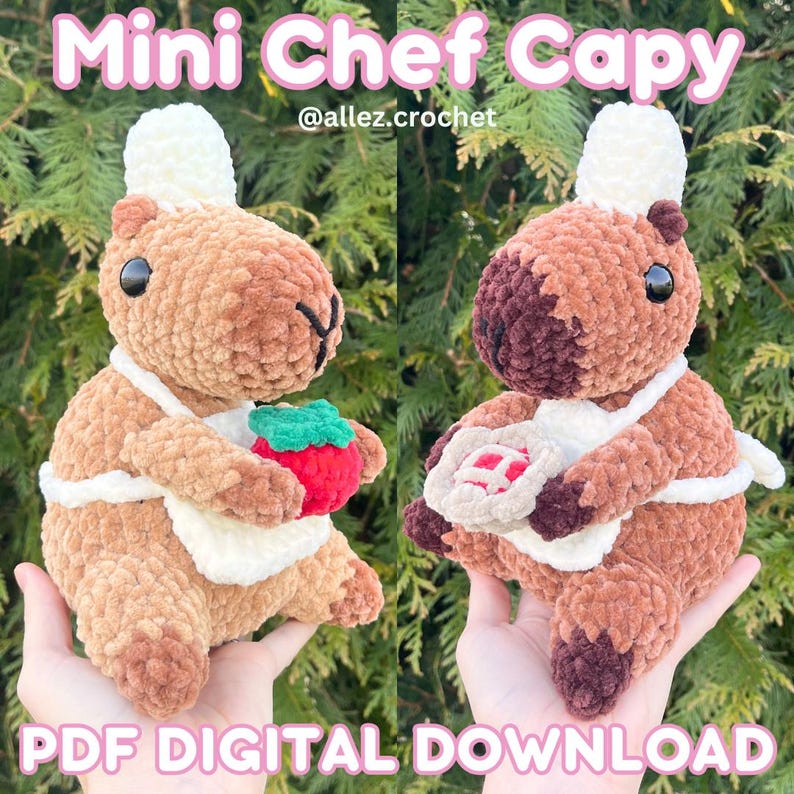 Mini Chef Capy Crochet Pattern PDF Digital Download Amigurumi Stuffed ...