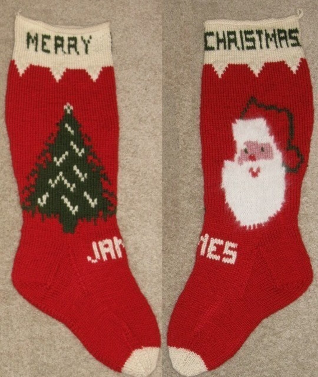 Merry Christmas Santa and Tree Stocking Pattern - Etsy