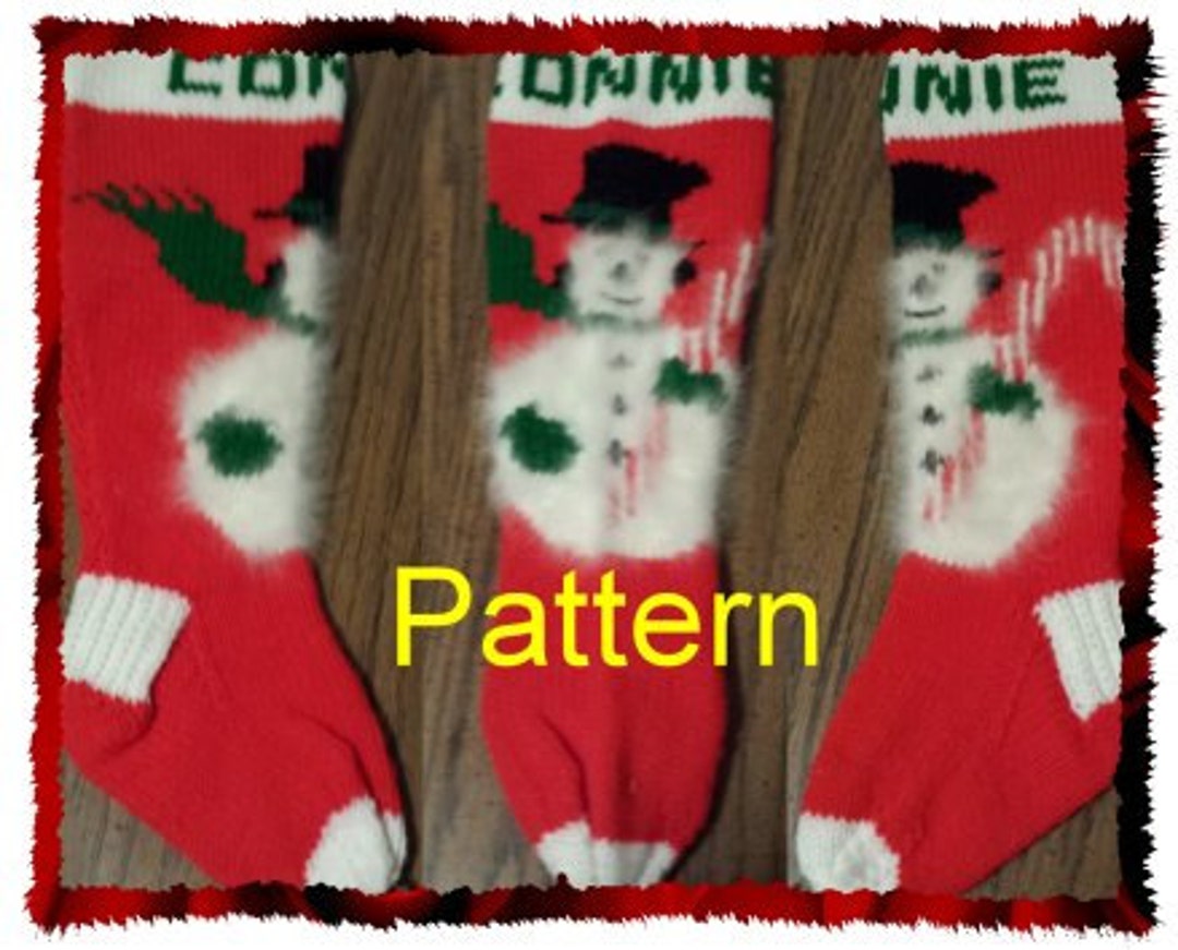 Snowman & Candy Cane Knit Christmas Stocking Pattern - Etsy