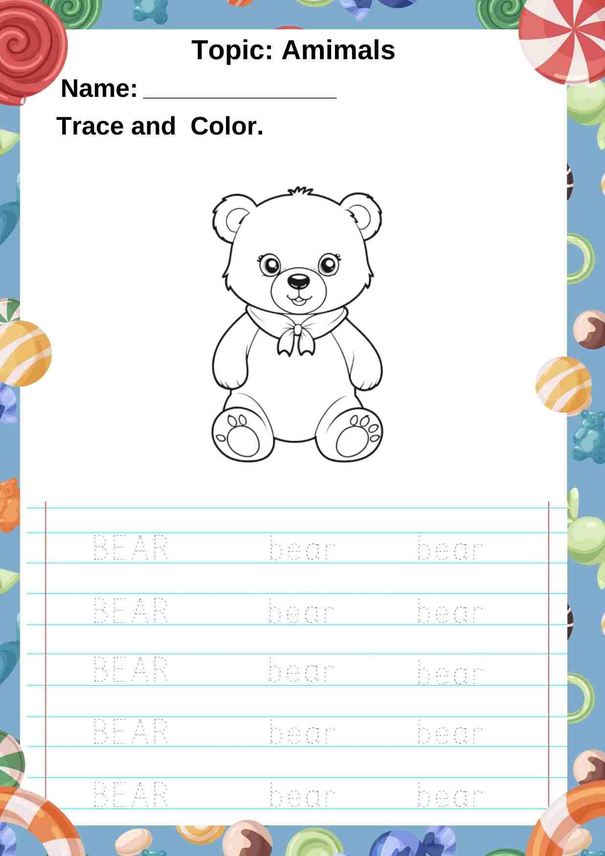 Coloring and Tracing Worksheets for Kids, Kindergarten Students and ...