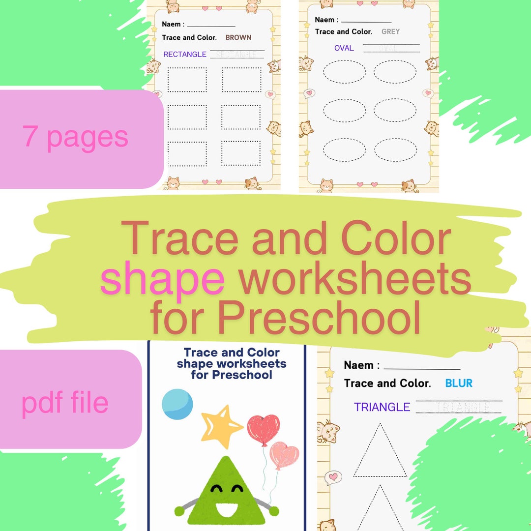 Trace and Color the Shape Worksheets for Preschool and Kindergarten ...